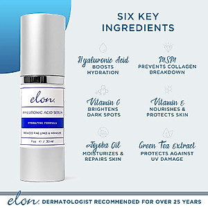 Elon Face Skin Care Set – Skin Care Kit w/ Antioxidant C Moisturizer for Face, Skin Anew Hydrolyzed Collagen Capsules, & Hyaluronic Acid Serum for Face – Skin Care Products for All Skin Types