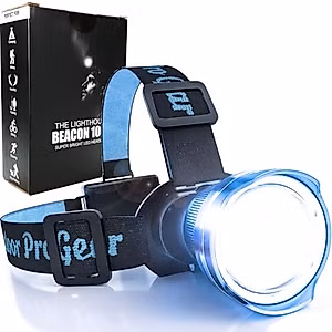 Outdoor Pro Gear LED Headlamp Flashlight [3-AA Batteries Included] Magnifying Lens, Head Lamp for Camping, Caving, Search & Rescue, Super Bright Spotlight Headlight, Emergency Supplies (Blue)