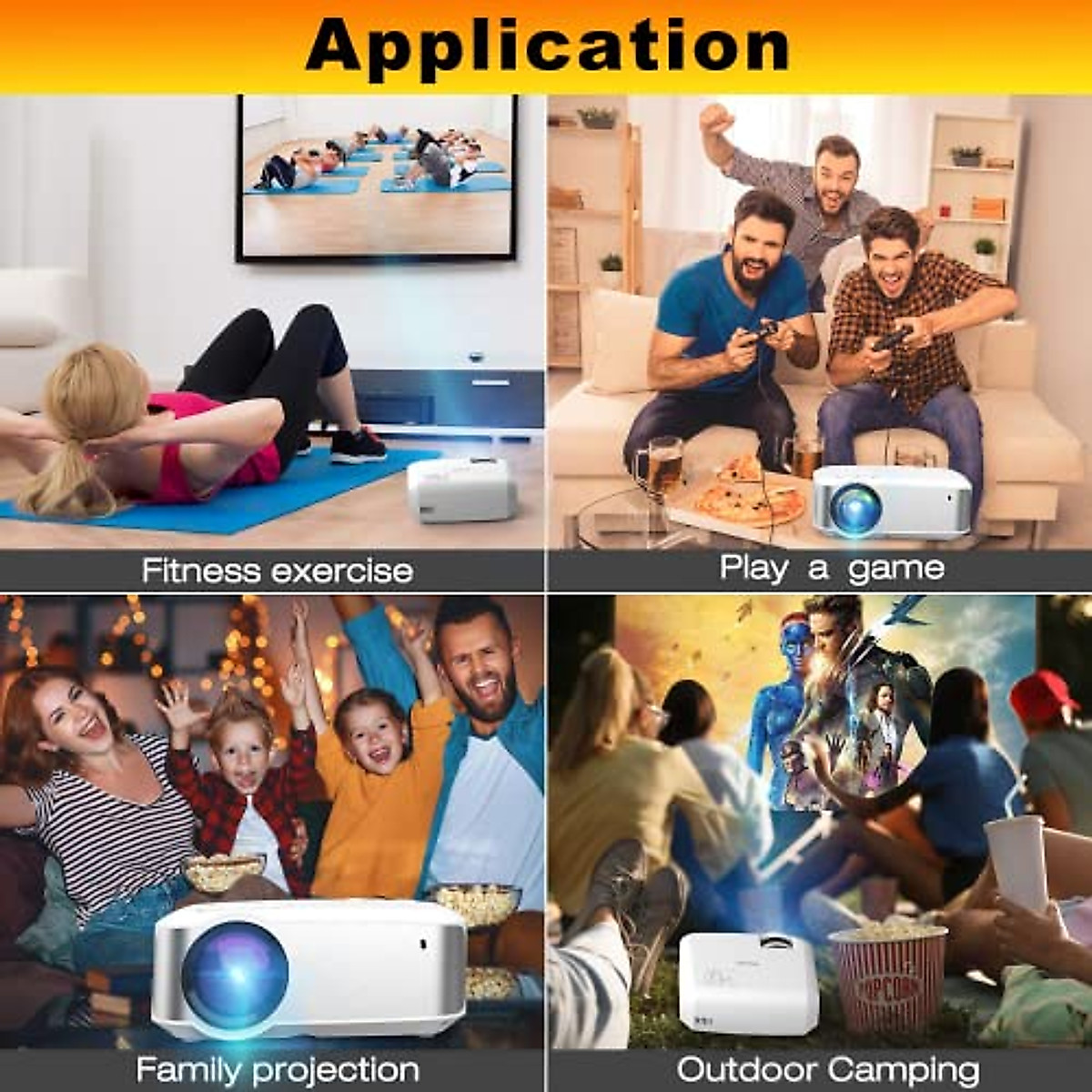 VYSER Projector, 7500L Mini Outdoor Movie Projector with 60,000hrs Lamp Life, Full HD 1080P Supported, Portable Video Projector Compatible with TV Stick, HDMI, USB, VGA, AV, Smartphone