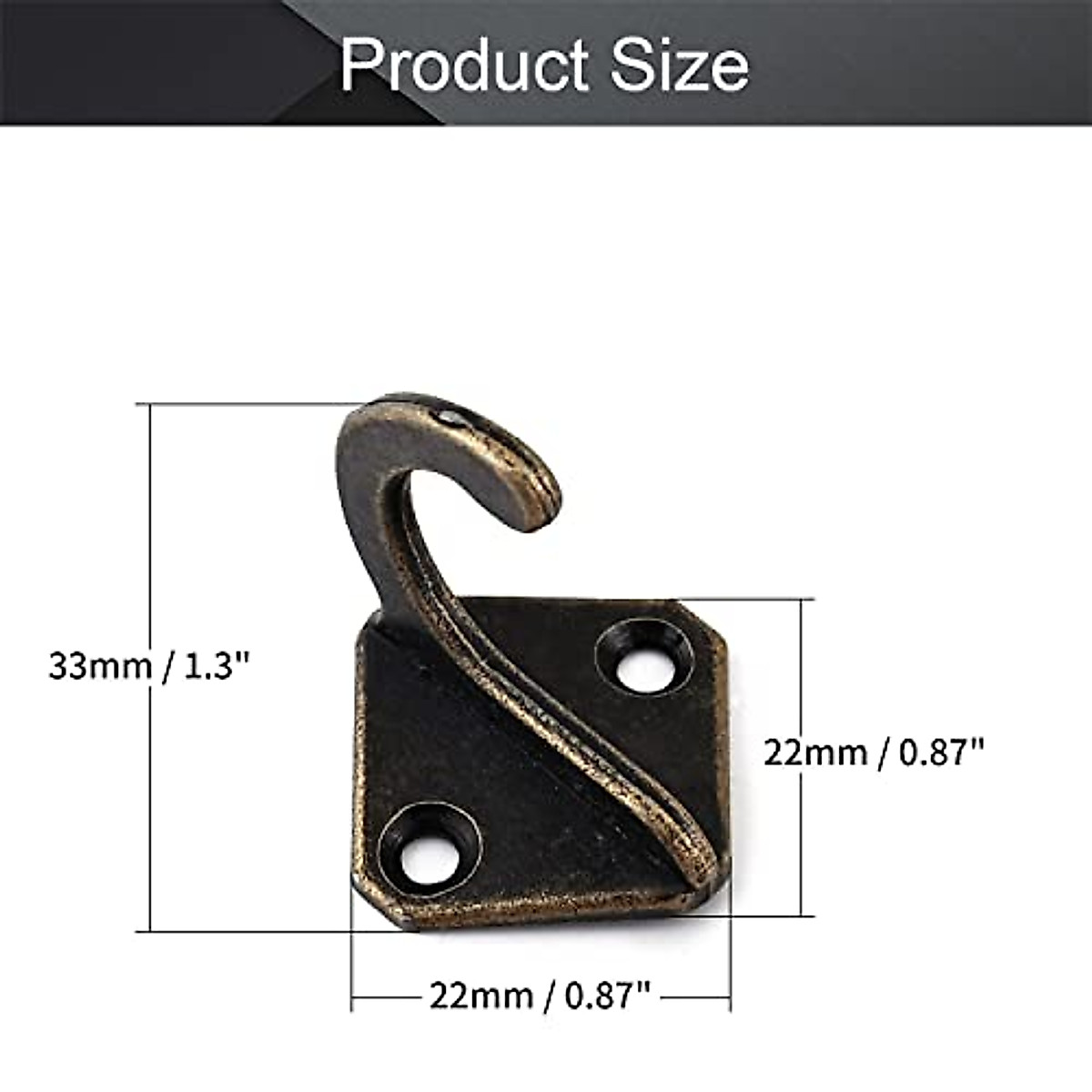 MroMax Wall Mounted Hook Robe Hooks Retro Style Square Single Clothes Hanger, Zinc Alloy, Bronze Tone 2pcs