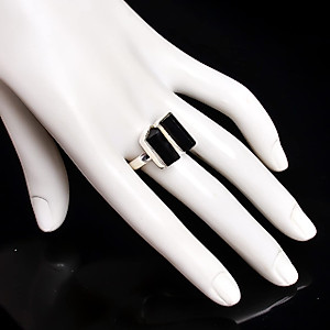 Raw Black Tourmaline Gemstone Twisted October Birthday Stone Rings, 925 Sterling Silver Ring RSR3088 (9)