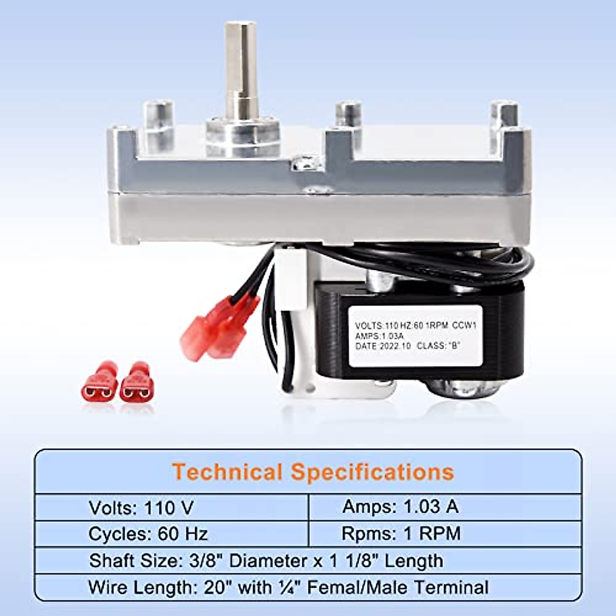 Criditpid Replacement PU-047040 Auger Motor for Englander 25-PDVC, 55-SHP10, 25-PDV Pellet Stoves, 1 RPM Counter Clockwise Auger Motor, Top and Bottom Auger Motor. (2 Pack)