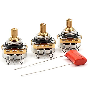 CTS 250K Short Split Shaft Audio Pots - 450G Series - Lot of 3 (3X) + .047uf Orange Drop Cap for Fender Strat