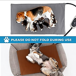 petizer Pet Heating Pad with 2 Removable Covers, 28" L 16" W Dog Heated Mat with Timer, 6 Level Adjustable Temperature Setting, Chew Resistant Cord, for Cats Dogs Puppy Indoor