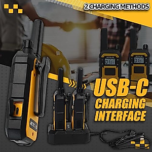 Retevis RB48 Waterproof Walkie Talkies,Heavy Duty Two Way Radio,Shock-Resistant,Vibration Call,USB-C,SOS,2000mAh,NOAA,2 Way Radio for Outdoor (2 Pack)