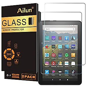 Ailun Screen Protector for Amazon Kindle Fire HD 8/Fire HD 8 Plus/Fire HD 8 Kids/Fire HD 8 Kids Pro [8 inch] 2022&2020 Released 0.33 MM Premium Tempered Glass, Ultra Clear,Anti-Scratches,Case Friendly