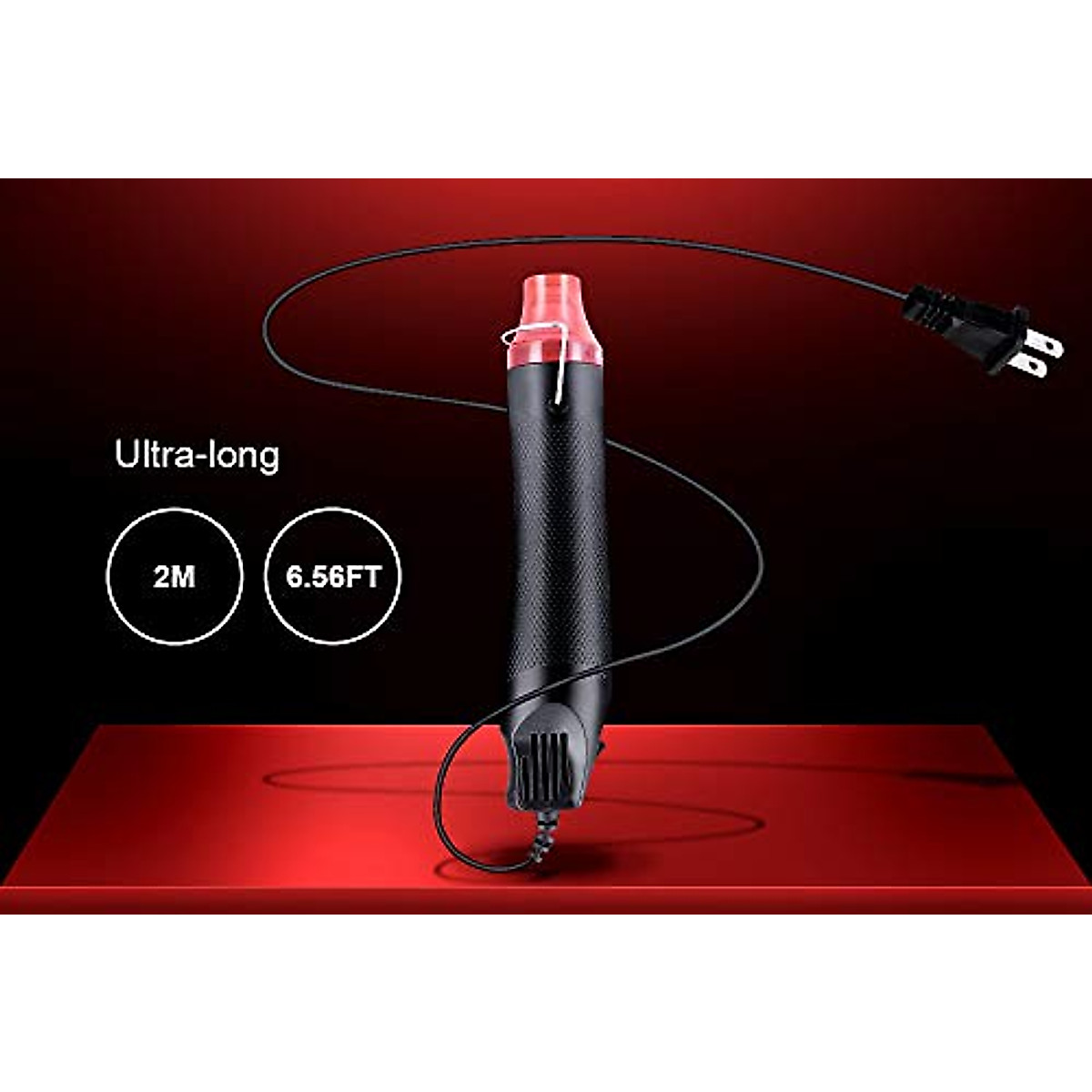 6.56FT Long Heat Gun, Uptdae Version Homidic Mini Handheld Hot Air Gun, Electric 300W Portable Heat Gun for DIY Craft Embossing, Shrink Wrapping PVC, Drying Paint, Clay, Rubber Stamp