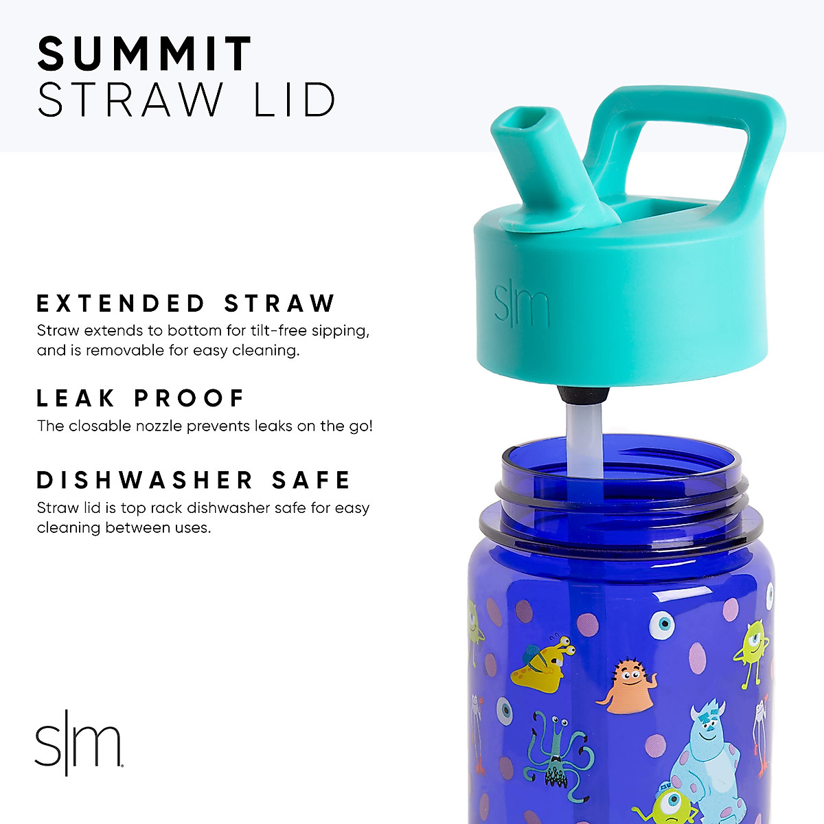 Simple Modern Disney Kids Water Bottle Plastic BPA-Free Tritan Cup with Leak Proof Straw Lid | Reusable and Durable for Toddlers, Boys, Girls | Summit Collection | 16oz, Toy Story Andys Toys