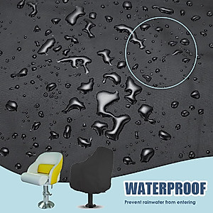 Gicov Boat Seat Cover 2 Pack Waterproof Captain Chair Cover Weather Resistant Pedestal Pontoon Captain Boat Bench Chair Seat Cover Helm Chair Protective Cover Black