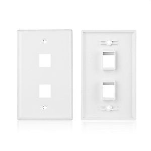 Cable Matters 2-Pack UL Listed 2-Port Ethernet Coax Wall Plate (Coax and Ethernet Wall Plate, Ethernet Coaxial Wall Plate) in White