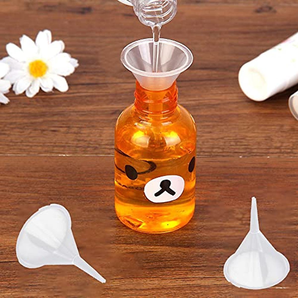 Mini Clear Funnel 10-Pcs Narrow Neck Perfume Funnel Polyethylene Small Funnel Kitchen Use Plastic Funnels for Lab, Water Bottle, Powder,Capsule,Oils, Filling Bottles, Urn Funnel Filling Kit