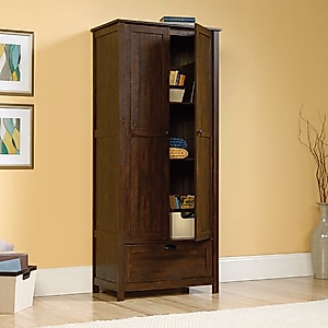 Sauder Miscellaneous Storage Pantry Cabinet, L: 31.02"x W: 17.56"x H: 71.1", Rustic Walnut finish