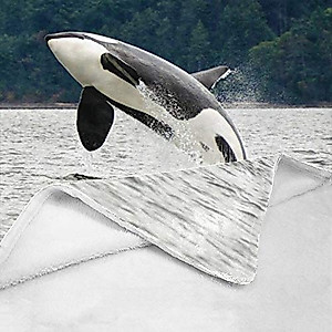 CUXWEOT Custom Blanket with Name Text,Personalized Jumping Killer Whale Super Soft Fleece Throw Blanket for Couch Sofa Bed (50 X 60 inches)