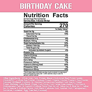 5% Nutrition Rich Piana Real Carbs + Protein | Clean Mass Gainer Protein Powder | Real Food Carbohydrate Fuel for Pre Workout/Post-Workout Recovery Meal | 3.3 lb, 22 Srvgs (Birthday Cake + Protein)