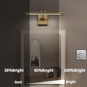 Joosenhouse LED Picture Light Fixtures Dimmable 16.53" Inch Modern Metal Artwork Hallway Lamps with Single Swing Arm, 7W (50W Eqv.), Hardwired Connection, Warm White, CRI80+, Golden-Like Brass Finish