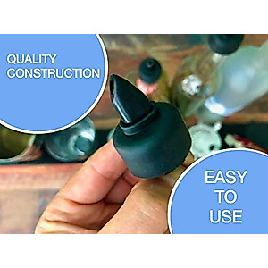 Universal Liquor Pourers with Rubber Dust Caps for Alcohol Bottles, Olive Oil, Syrup, Balsamic Vinegar and More (10 Pack of Pour Spouts)