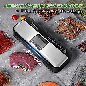 HWTONG Vacuum Sealer, 70 Kpa Powerful Automatic Food Saver Vacuum Sealer Machine with Moist/Dry Modes, Food Sealer Vacuum Sealers for Food Storage & Sous Vide with 15 Seal Bags & 1 Air Suction Hose