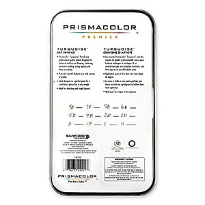Prismacolor Premier Turquoise Graphite Sketching Pencils, Soft Leads, 12 Count