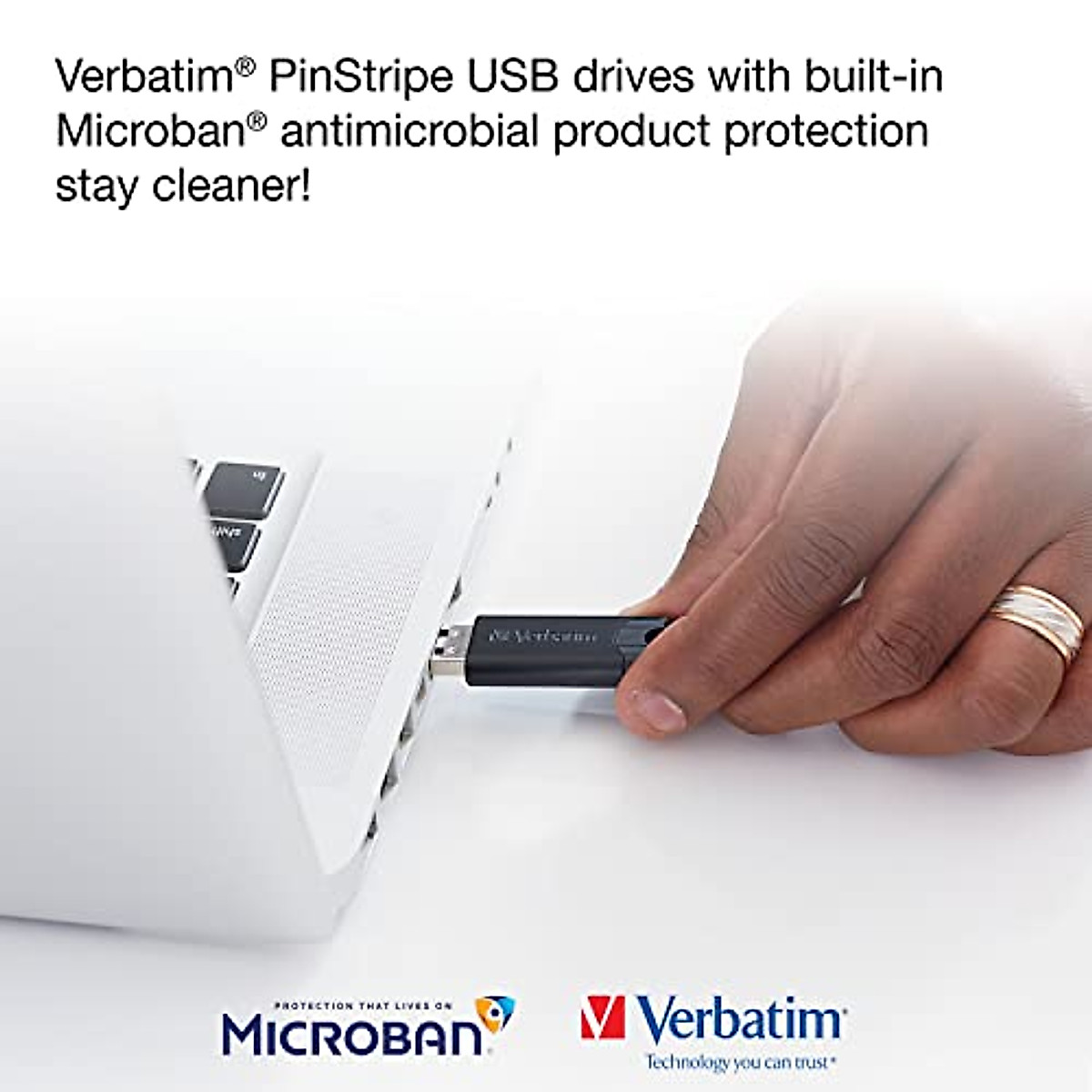 Verbatim 256GB Pinstripe USB 3.2 Gen 1 Flash Drive Retractable Thumb Drive - Black