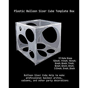 Auihiay 12 Holes Balloon Sizer Cube Box Collapsible Plastic Box Measurement Tool for Party Birthday Wedding Balloon Decorations Creating Balloon Arch Columns(2-12 Inch)