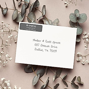 Simple Modern Charcoal Rolled Address Labels/Roll of 250 Slate Gray Personalized Address Labels/Designer Return Address Stickers in Elegant Plastic Dispenser