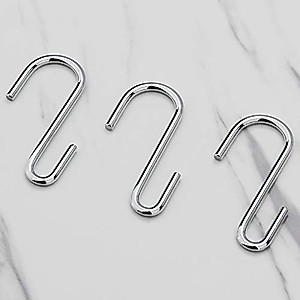 BAYEAR S-Shaped Hook, 10 Pieces of Carbon Steel Silver Metal Hook, Coffee Cup Hook, Suitable for Kitchen, Wardrobe, Bathroom, Office, Flower Basket, Garden Plants or Outdoor Activities.