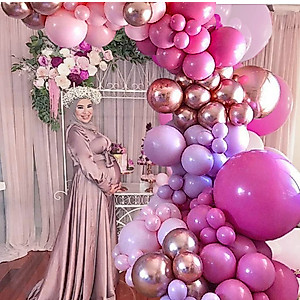 Hot Pink Balloon Arch kit Rose Gold Metallic Balloon Garland Latex Balloons Arch for Bridal Shower Mother's Day Baby Shower Wedding Birthday holiday Party Decorations Supplies for Girls and Women