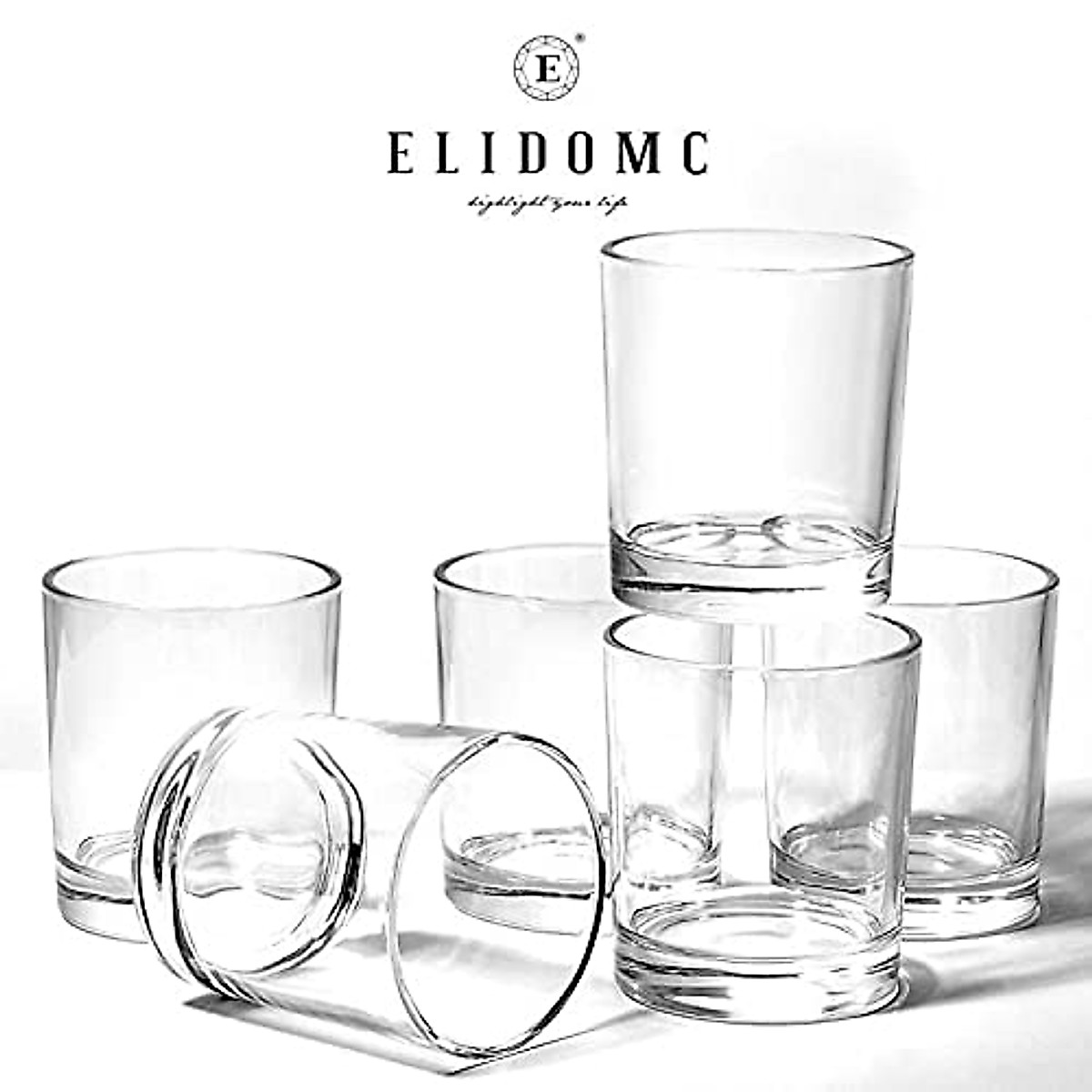 E ELIDOMC Italian Crafted 6Pcs Old Fashioned Whiskey Glasses, 11Oz Whiskey Glasses For Drinking Bourbon Scotch Cocktail Irish Whisky, Premiun Old Fashioned Glasses Set of 6