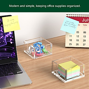 BOSSCASA Acrylic Sticky Note Holder, Self-Stick Note Pad Holder W/O Pads - Note Dispenser Memo Pad Holder Desk Organizer for School Office Home (3''x3'' Clear - 2 Pack)