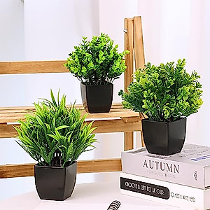 CEWOR 6 Pack Small Fake Plants Artificial Potted Plants Faux Plants Indoor for Home Bathroom Wall Decor