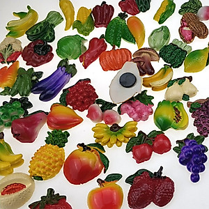Miswee random 12Pcs creative 3D resin fruit vegetables fridge magnets funny cute decoration refrigerator magnet accessories office school whiteboard magnet (Random 12 styles (vegetables and fruits))