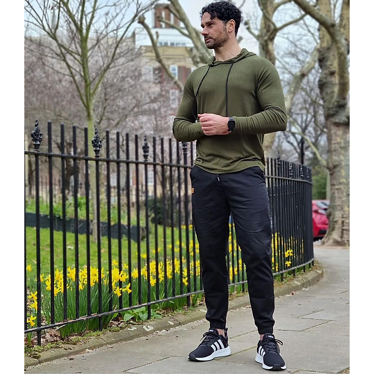 JMIERR Men's Casual Joggers Pants - Cotton Drawstring Chinos Cargo Pants Hiking Outdoor Twill Track Jogging Yoga Sweatpants Jogger Pants with Pockets for Men Slim Fit, US 32(S), A Black