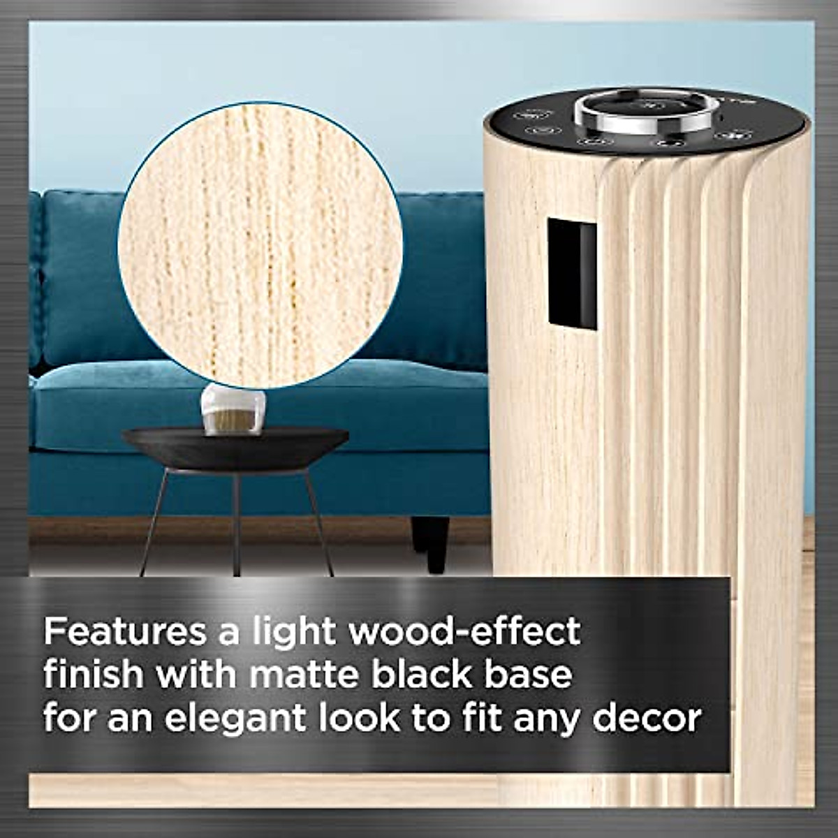 Rowenta Urban Cool Silent Tower Fan with 3 speeds, oscillation, remote control, timer, 3 Speeds, Black + Wood Effect