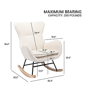 Virabit Small Rocking Chair Nursery, Modern Glider Rocker Armchair for Baby Nursery, Comfy Accent Glider Chair for Nursery, Living Room, Bedroom (Beige)