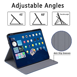 HFcoupe 12.9 inch iPad Case Pro 6th / 5th Generation, iPad Pro Cover with Pencil Holder and Pocket, Multiple Angles Viewing Folio with Auto Sleep/Wake Fits iPad 12.9 Pro 2022/2021, Light Blue