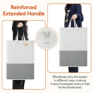 Lifewit 2 x 80L Laundry Hamper, Freestanding Laundry Basket with Handles, Waterproof Tall Collapsible Clothes Hamper for Laundry Dorm Bedroom Bathroom, Dark-Light