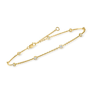 Ross-Simons 0.50 ct. t.w. Diamond Station Anklet in 18kt Gold Over Sterling. 9 inches