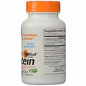 Doctor's Best Lutein with OptiLut, Non-GMO, Vegan, Gluten Free, Soy Free, Eye Health, 10 mg, 120 Veggie Caps
