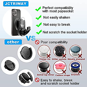 Vent and Dashboard Car Phone Socket Mount, Strong Socket Phone Holder, Dashboard Adapter Adhesive and Vent Clip,Adjustable 360°Rotation, Compatible with Most Pop GripNavigation, Fits All Smartphone