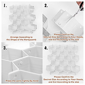 KOBSAINF Honeycomb Drawer Organizer Divider,DIY Plastic Adjustable Grid Dresser Drawer Organizers for Baby Cloth,Belts, Ties, Clothing, Makeup (2PCS White)