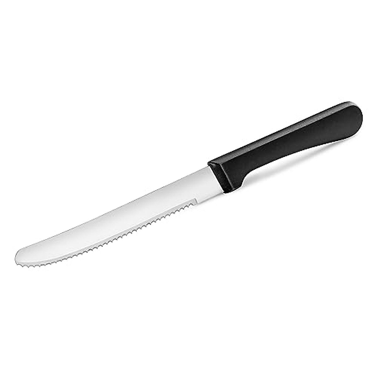 New Star Foodservice 58994 Stainless Steel Steak Knife, 4.5-Inch Rounded Serrated Blade with Plastic Handle, Set of 12