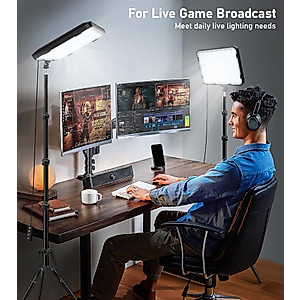 2 Pack Photography Video Lighting Kit, LED Video Light with 62'' Tripod Stand, Tinpops 2500-8500K Studio Streaming Lighting for Video Recording Live Game Podcast YouTube Portrait Photo Shooting