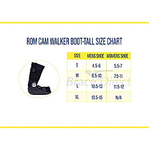 Brace Direct ROM CAM Walker Custom Fit Moldable Uprights Fracture Boot- Tall- Range of Motion Walking Boot for Ankle Injury, Fractures, Broken Foot