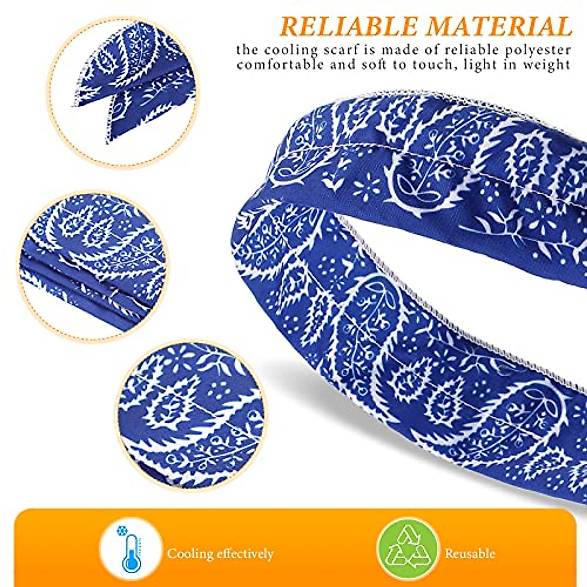 10 Pieces Ice Cool Scarf Summer Cooling Scarf Neck Wrap Headband Cooling Scarf Instant Chill Neck Scarf Soaked Tie Around Neck for Summer Outdoor Activity (Green, Black, Red, Blue, Orange)