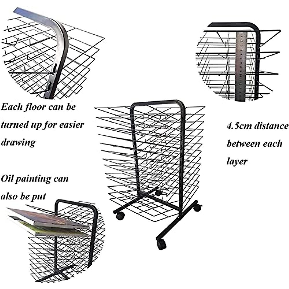 Art Drying Rack, Drying Rack, Mobile Art Drying Rack with Wire Rack for Artwork, Drying and Printing Rack, Ideal for Schools and Art Clubs (Size : 38-Layer)