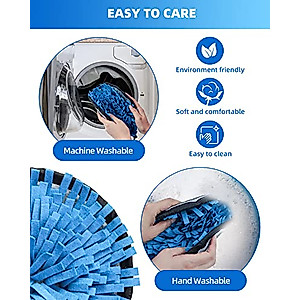 Rabbit Foraging Mat, Interactive Feed Game for Boredom, Small Pet Puzzle Toy, OVMKOV 9.44" x 9.44" Polar Fleece Snuffle Pad Bed Nosework Feeding Mat for Bunny Hamster Guinea Pigs Ferrets Chinchillas