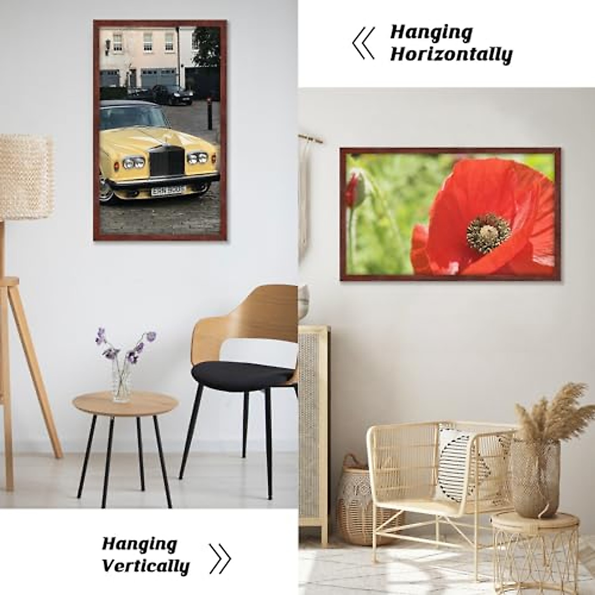 HLiWEGNS 16x20 Poster Frame Dark Walnut, Single, Woodgrain Vintage 16 x 20 Picture Frame, Gallery 20x16 Frame with Plexiglass for Artwork, Poster, Print, Photo Display