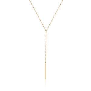 itianxi GoldY Shaped Dainty Necklace 18K Gold Plated Cute Bar Drop Vertical Handmade Delicate Boho Baton Minimalist Chain Simple Lariat Pendant Necklace for Women