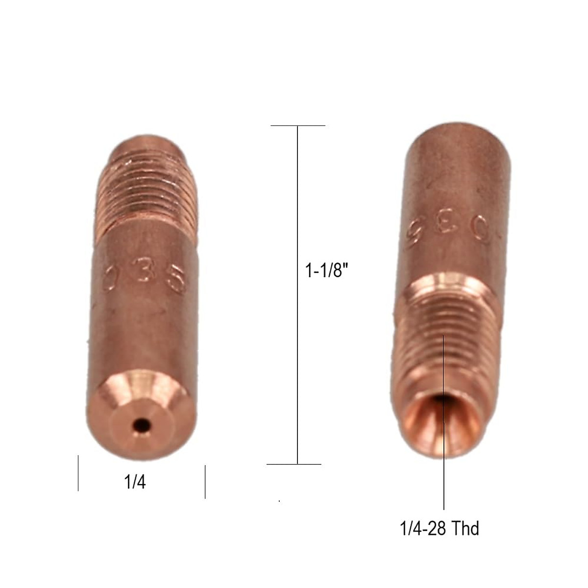 STARTECHWELD 000068 Mig Welding Contact Tips .035" 000-068 for Miller M10 M15 M25 M40 M100 Hobart H9 H10 MIG Weld Guns (Pack of 25)