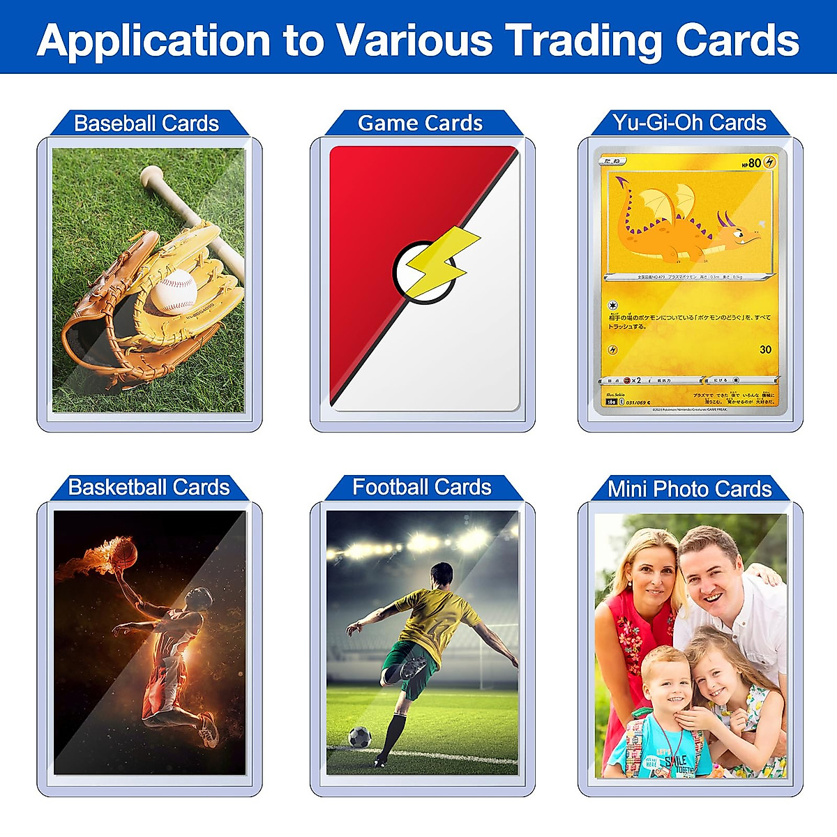 32 Count Topload Card Holder, Sooez 35PT Topload Card Protector, 3" x 4" Hard Plastic Card Sleeves, Baseball Card Protector, Rigid Toploading Card Case for Collectible Trading Sports Cards